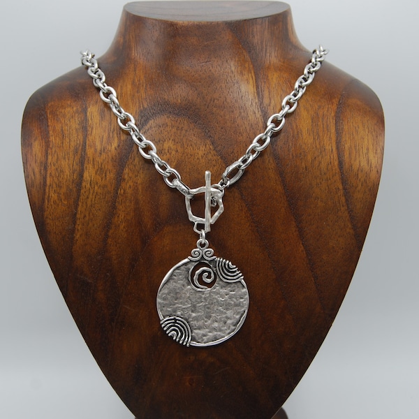 Large Silver Pendant - Etsy
