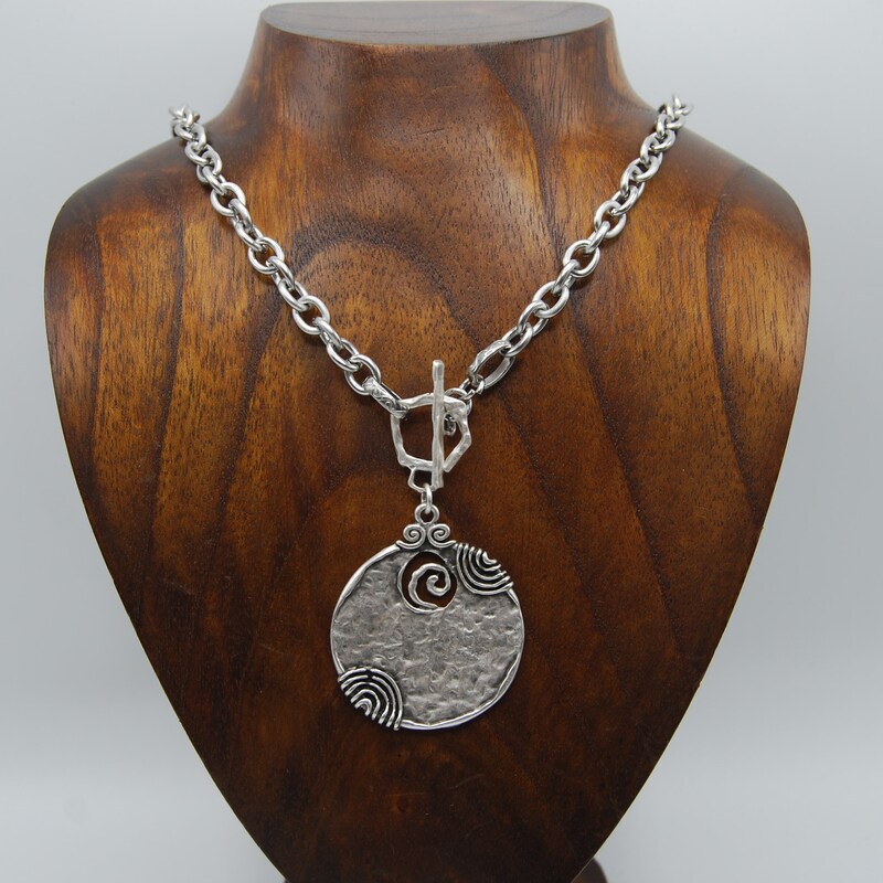Large Silver Pendant - Etsy