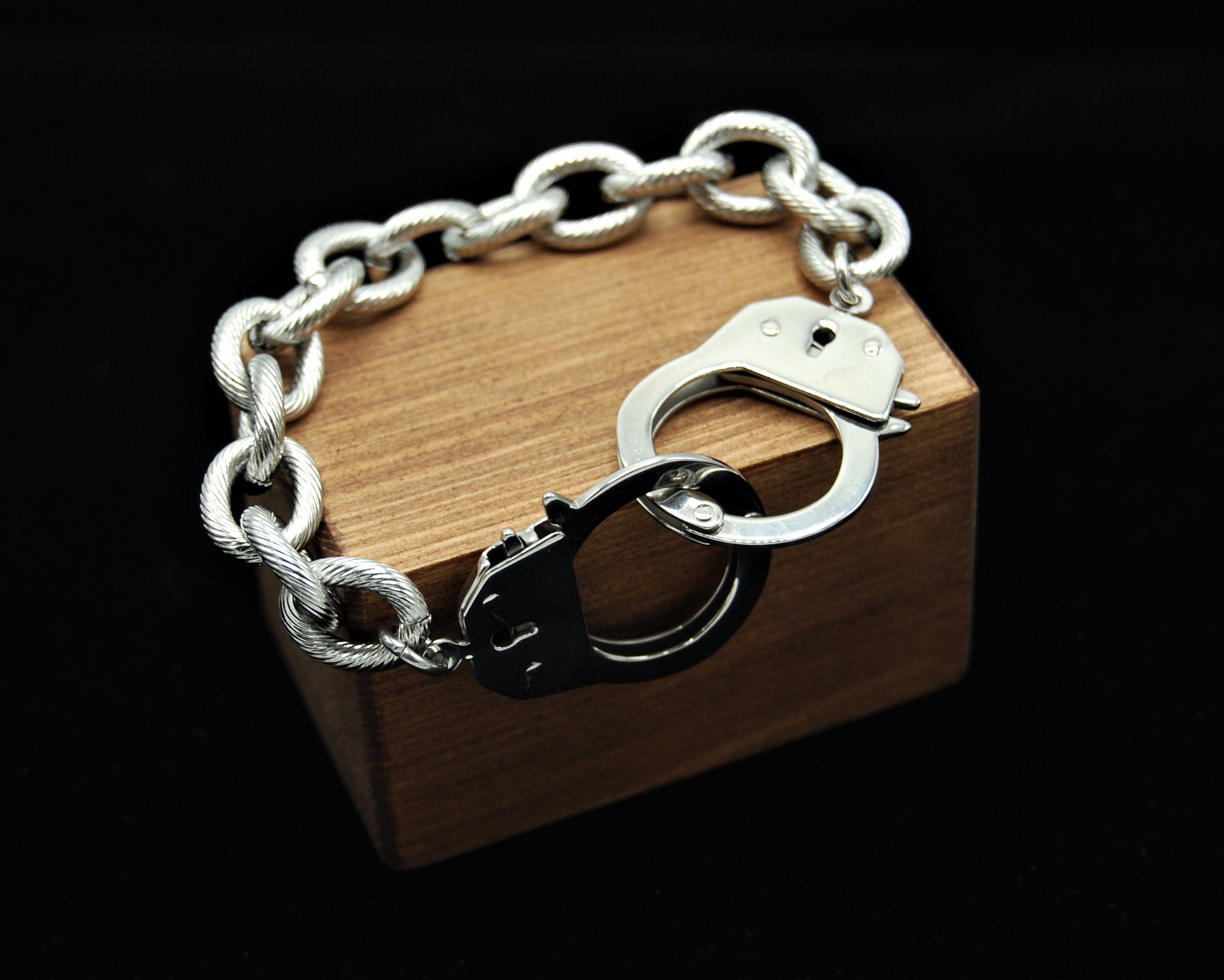 Stainless Steel Handcuff Bracelet: Twisted Cable Link, Unisex Statement ...