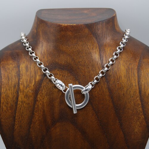 Silver Toggle Bar Chunky Choker Necklace Chunky T Bar Chain Etsy Canada