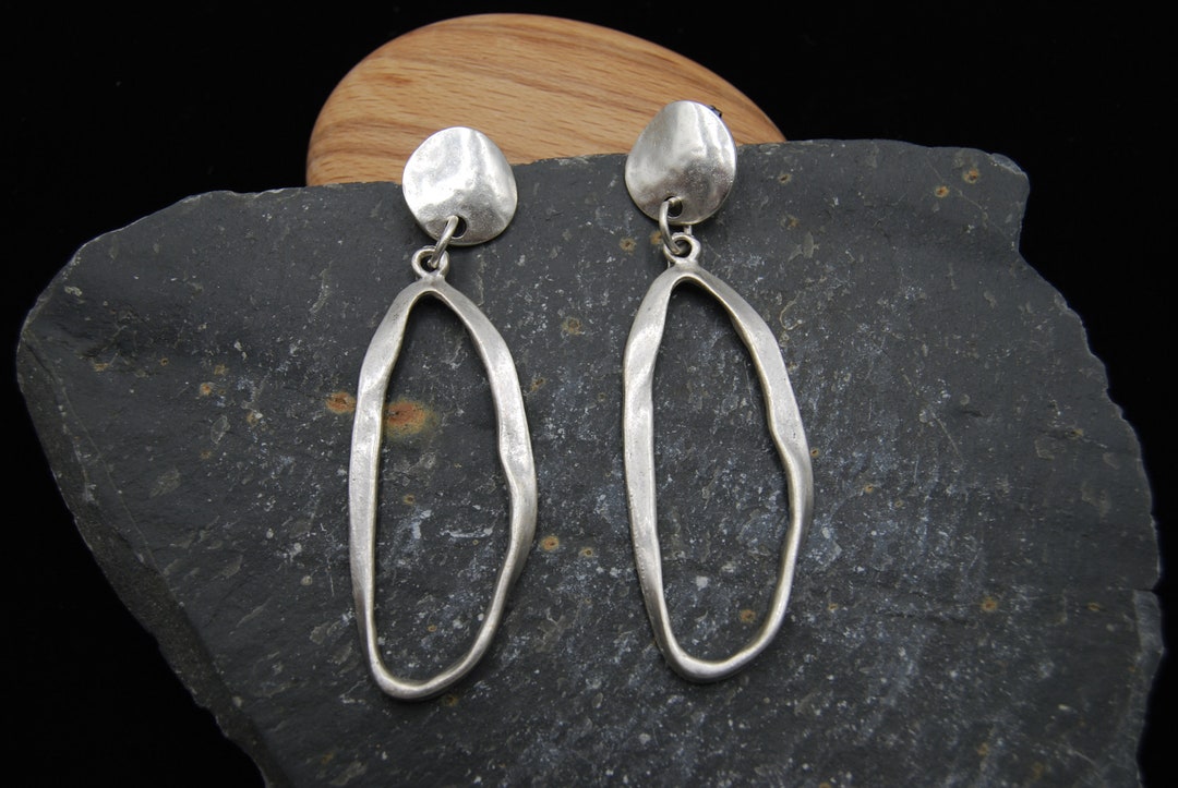 Dramatic Antique Silver Drop Earrings, Statement Silver Earrings ...