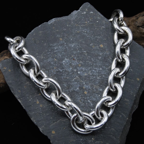 Sterling Silver Large Link Necklace - Etsy