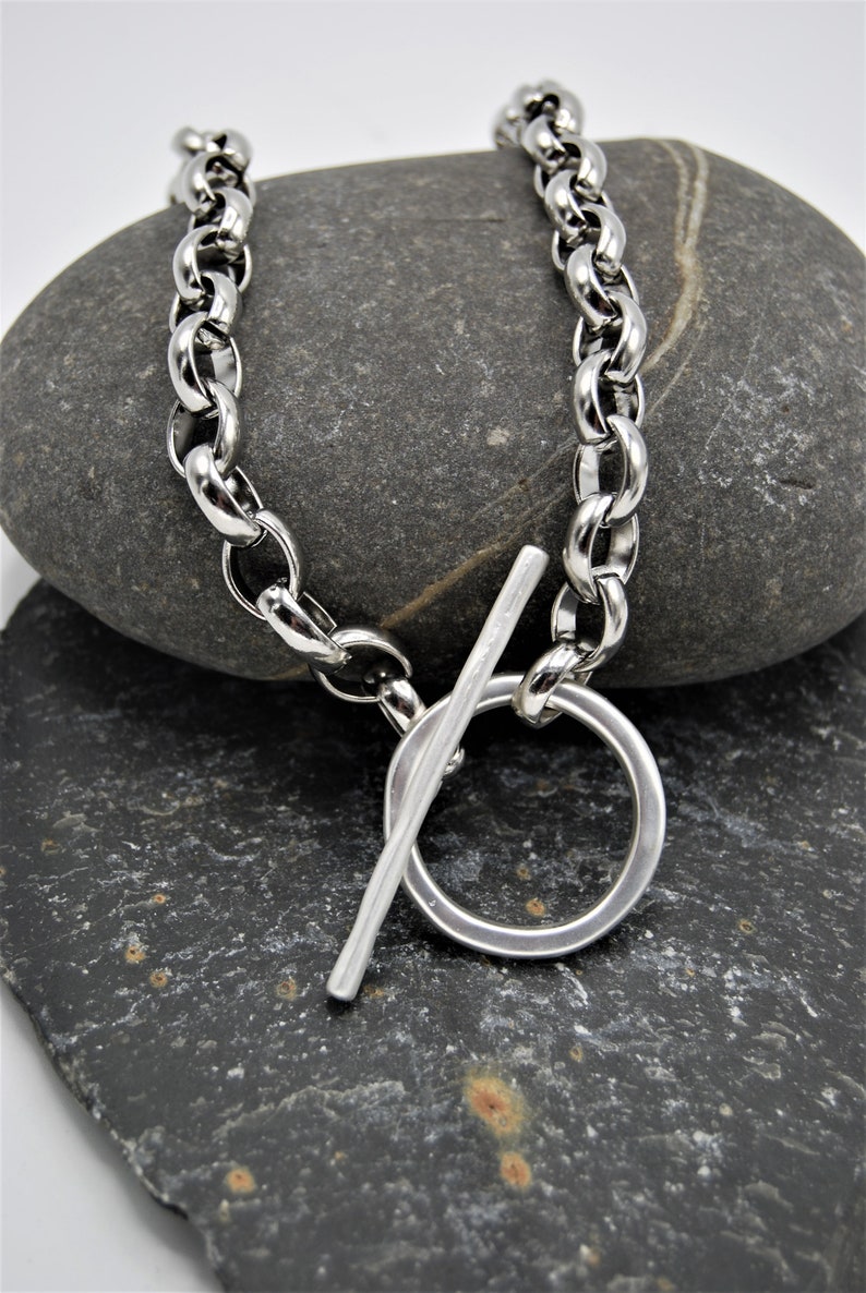 Toggle Clasp Stainless Steel Oval Rolo Chain Silver Toggle - Etsy UK