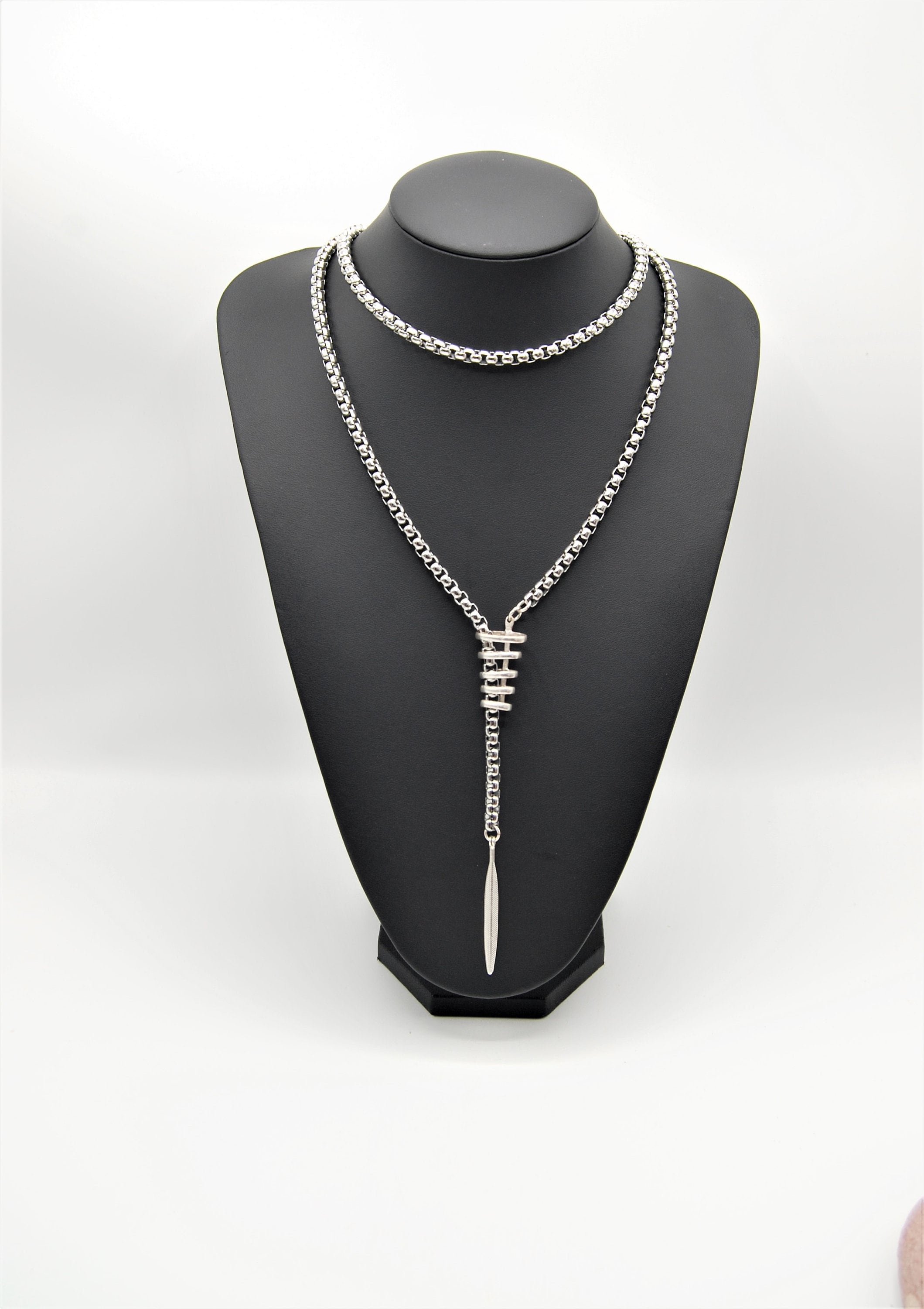 Silver Wrap Box Chain Necklace Abstract Y Necklace Silver - Etsy