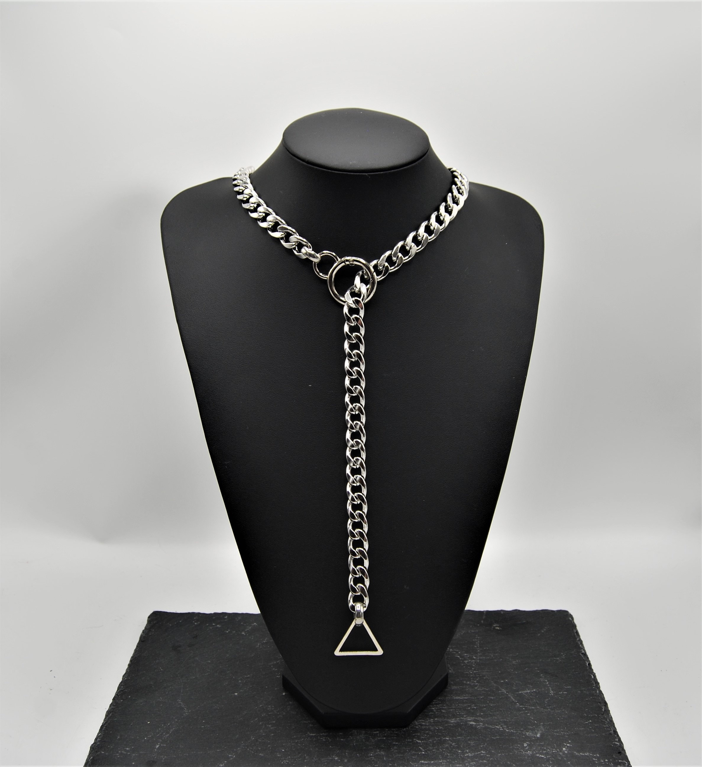 Industrial Silver Lariat Curb Chain Biker Style Chain | Etsy