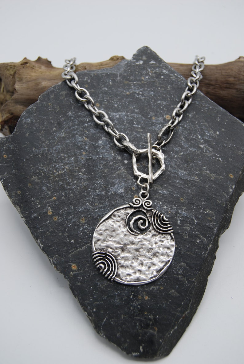 Antique Silver Large Pendant Statement Silver Necklace - Etsy