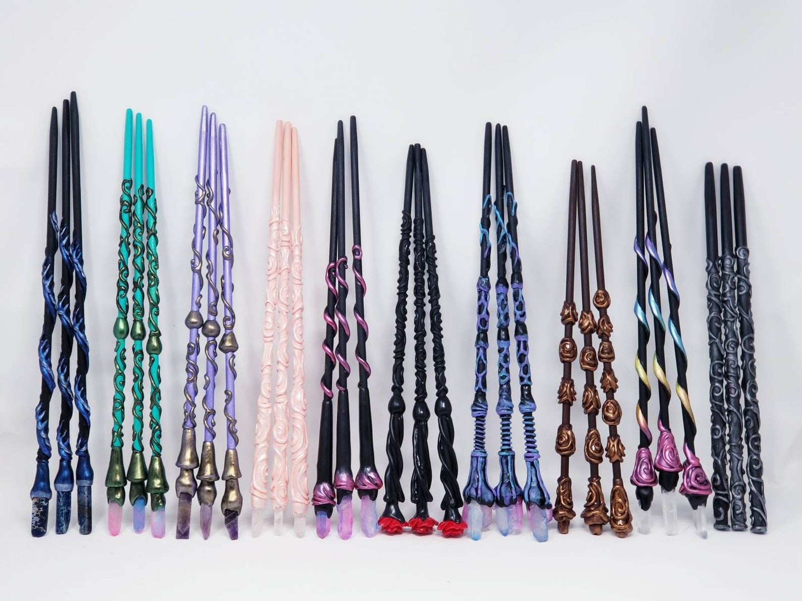 Witch Fairy Wands Wand Crystal Black and Pastel Magic Wand Witch Wand ...