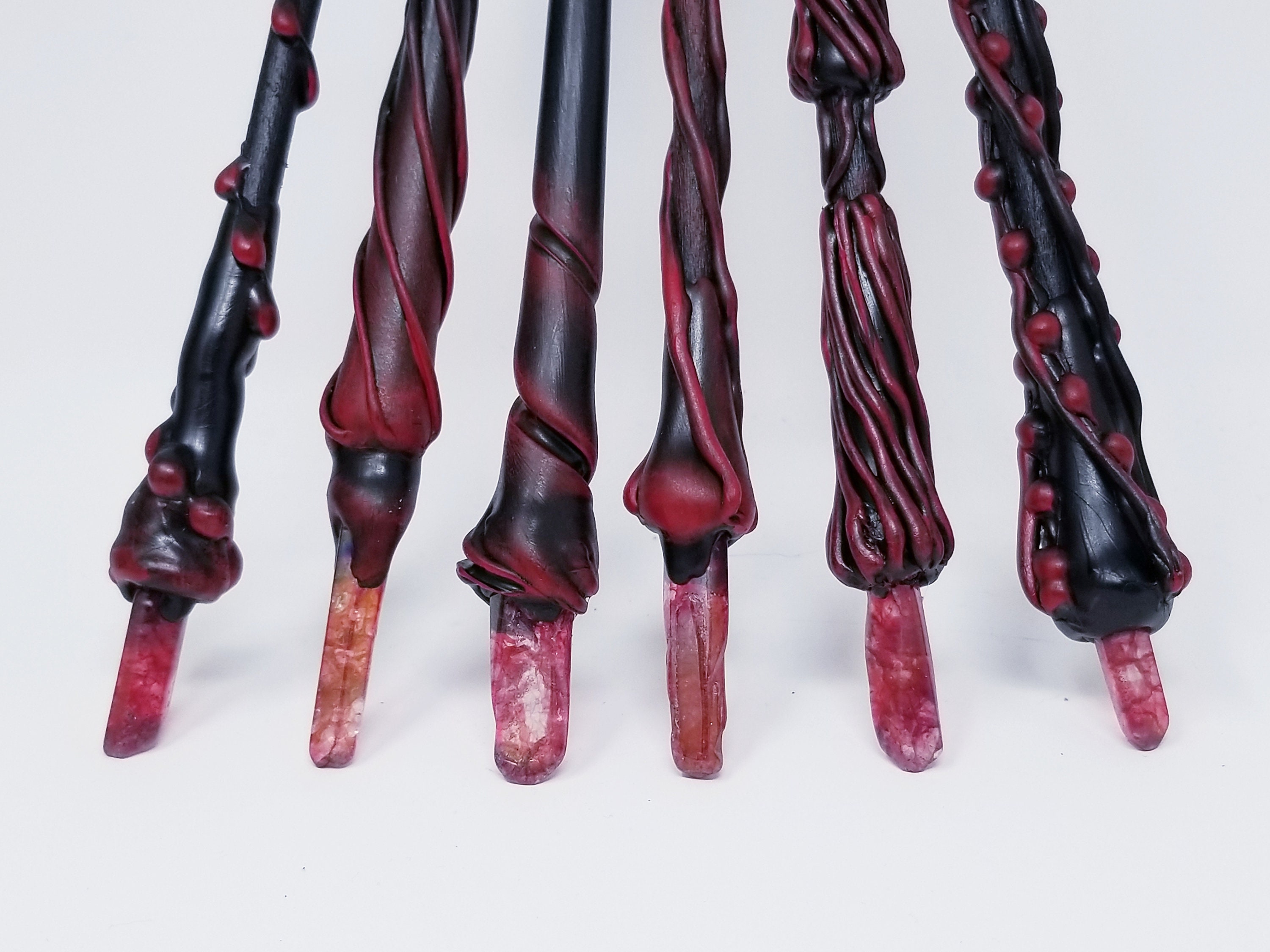 Witch Red Crystal Wands Black and Red Magic Wands Witch | Etsy