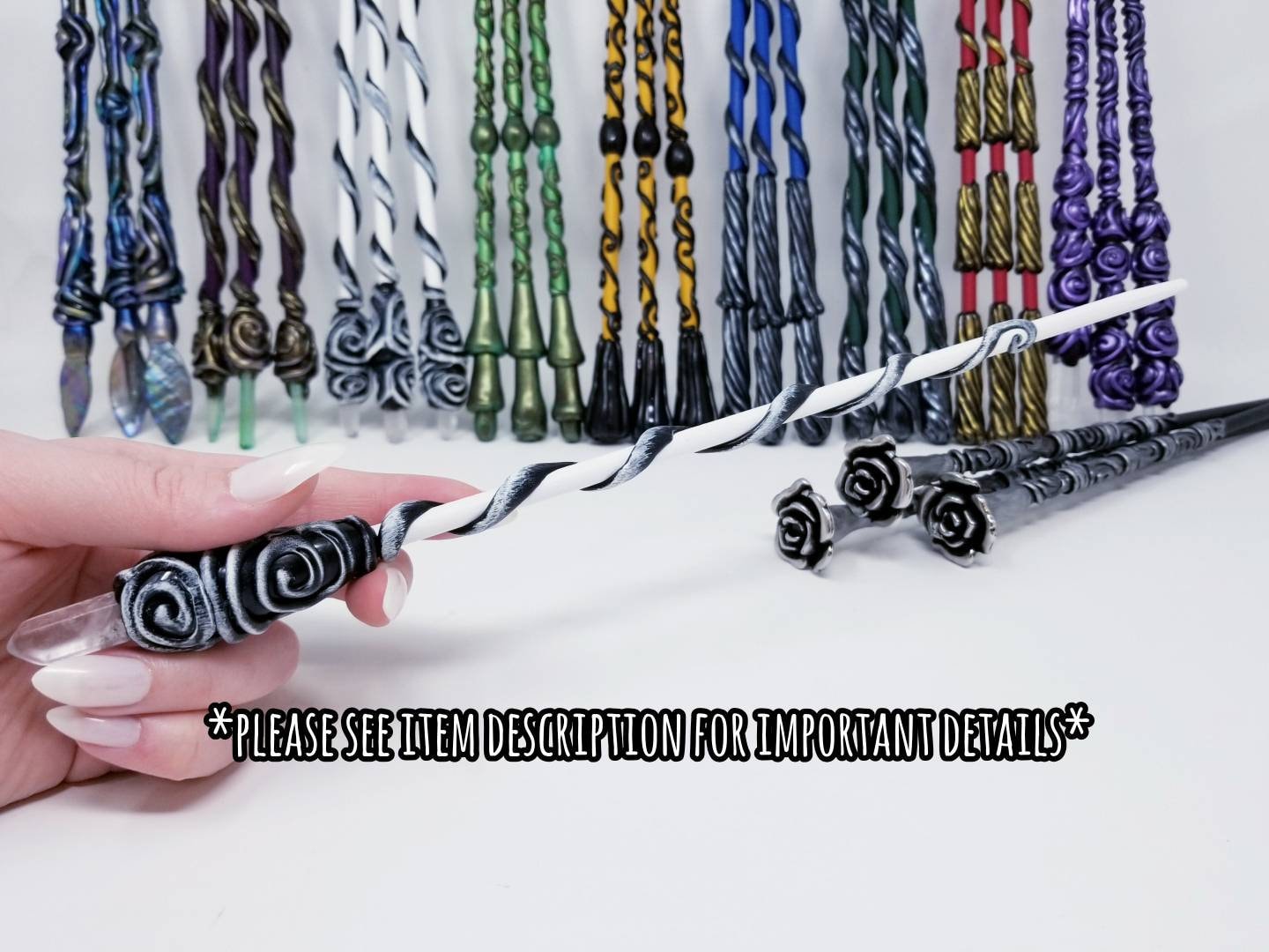 Witch Fairy Wands Wand Crystal Black and Pastel Magic Wand | Etsy