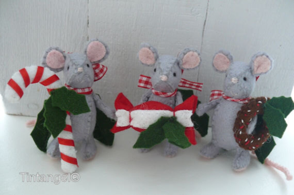 Little Christmas Candy Mice - PDF Hand Sewing Pattern - Christmas Decor ...