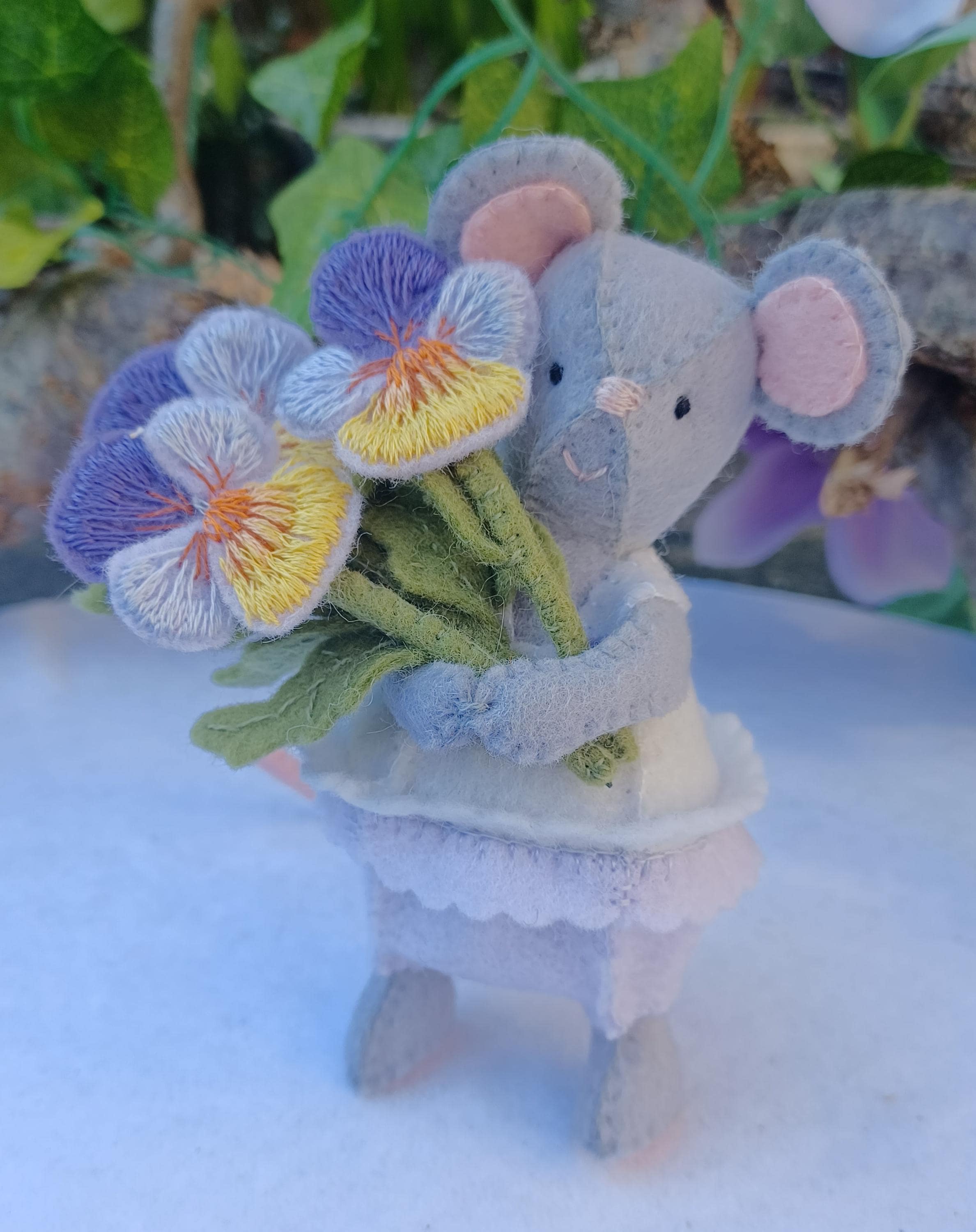 Felt Mouse With Violets Pattern - PDF - Hand Sewing - Felt Craft ...