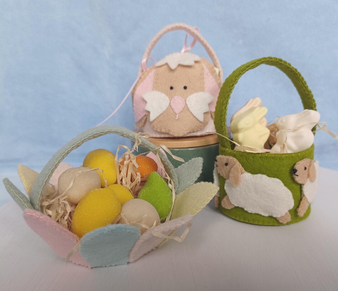 Easter Baskets - PDF Hand Sewing Pattern - Wool Felt Craft Project ...