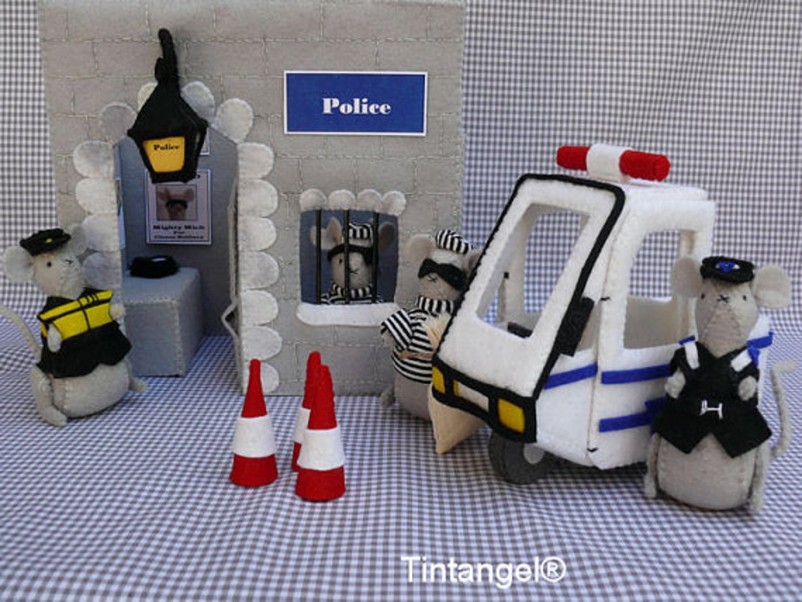 Police Car with Thief and police Mouse PDF pattern instant | Etsy