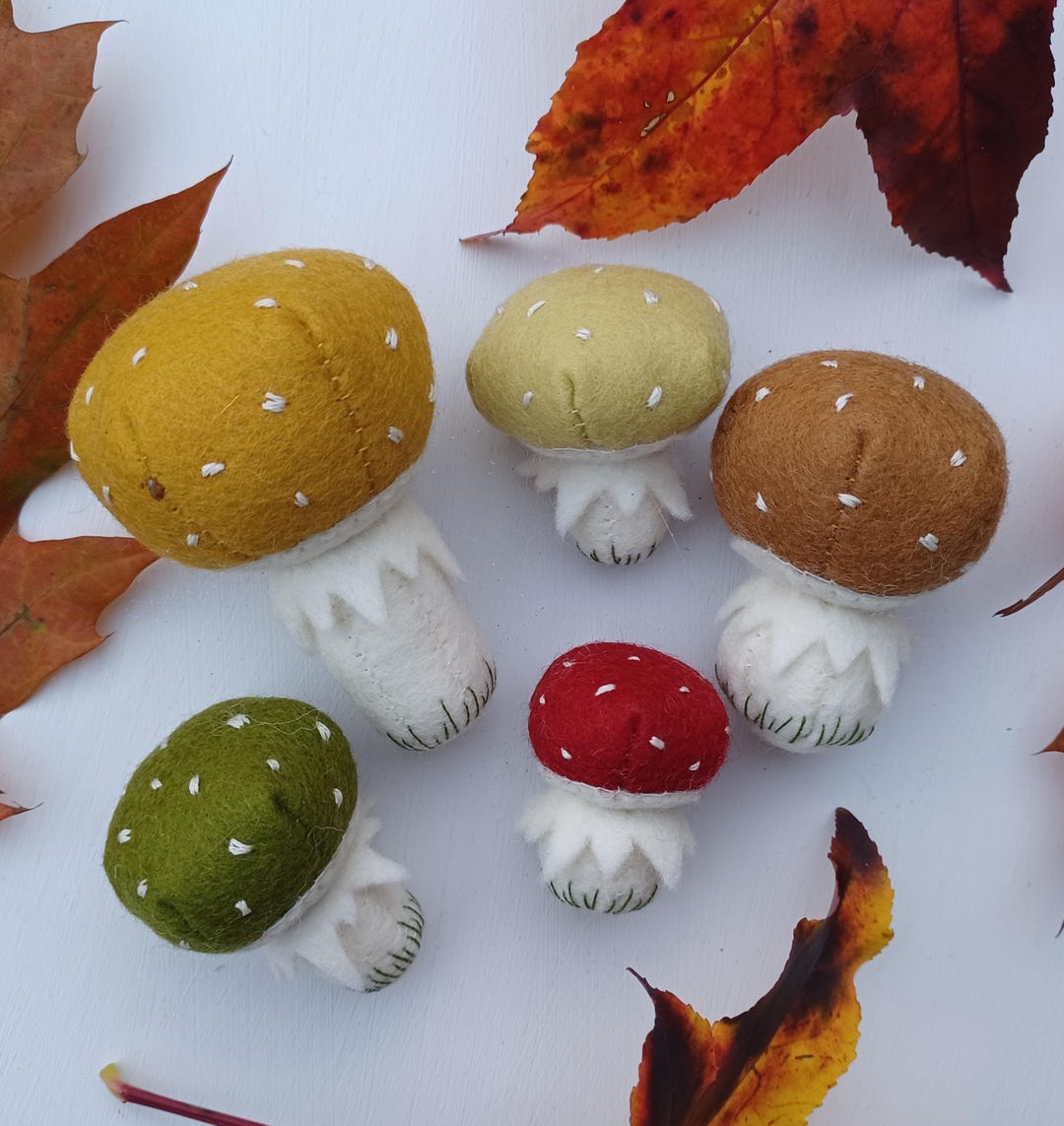 Felt Mushrooms, 5 Variations to Make - PDF Hand Sewing Pattern ...