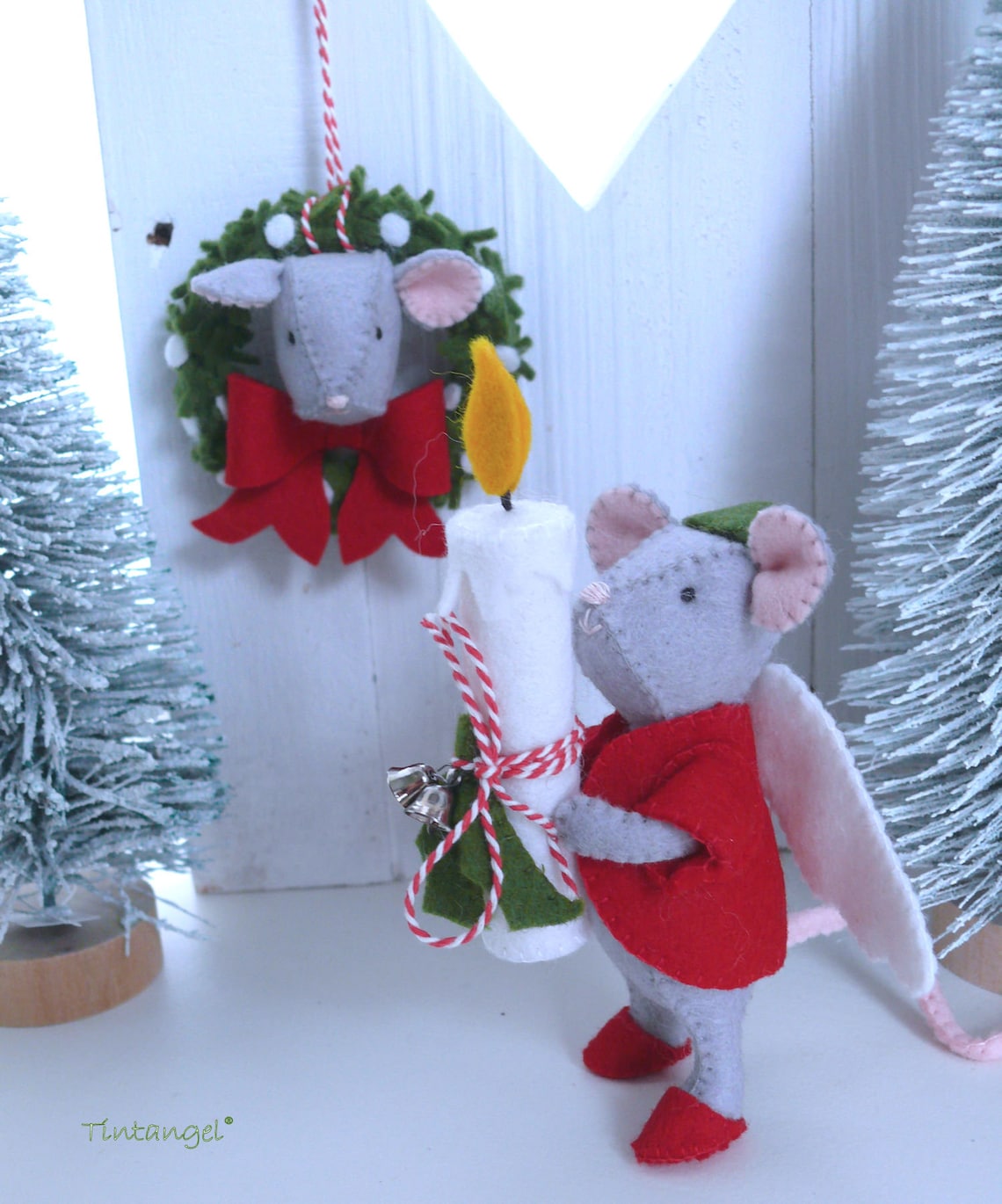 Little Christmas Wreath Pattern With Mouse Head - PDF - Hand Pattern ...