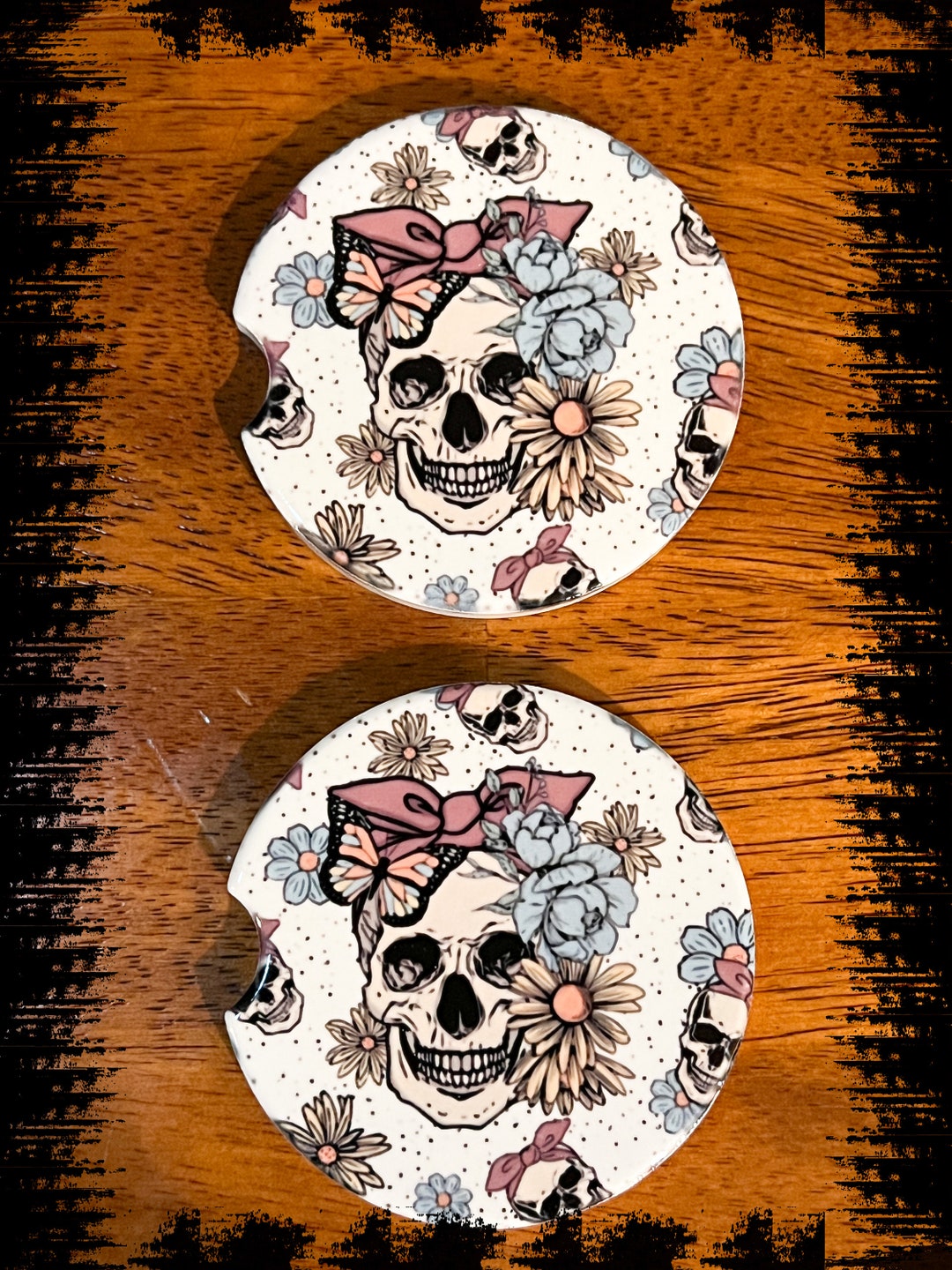 Skeleton & Butterfly Car Coaster | Skulls | Free Shipping | Butterflies ...