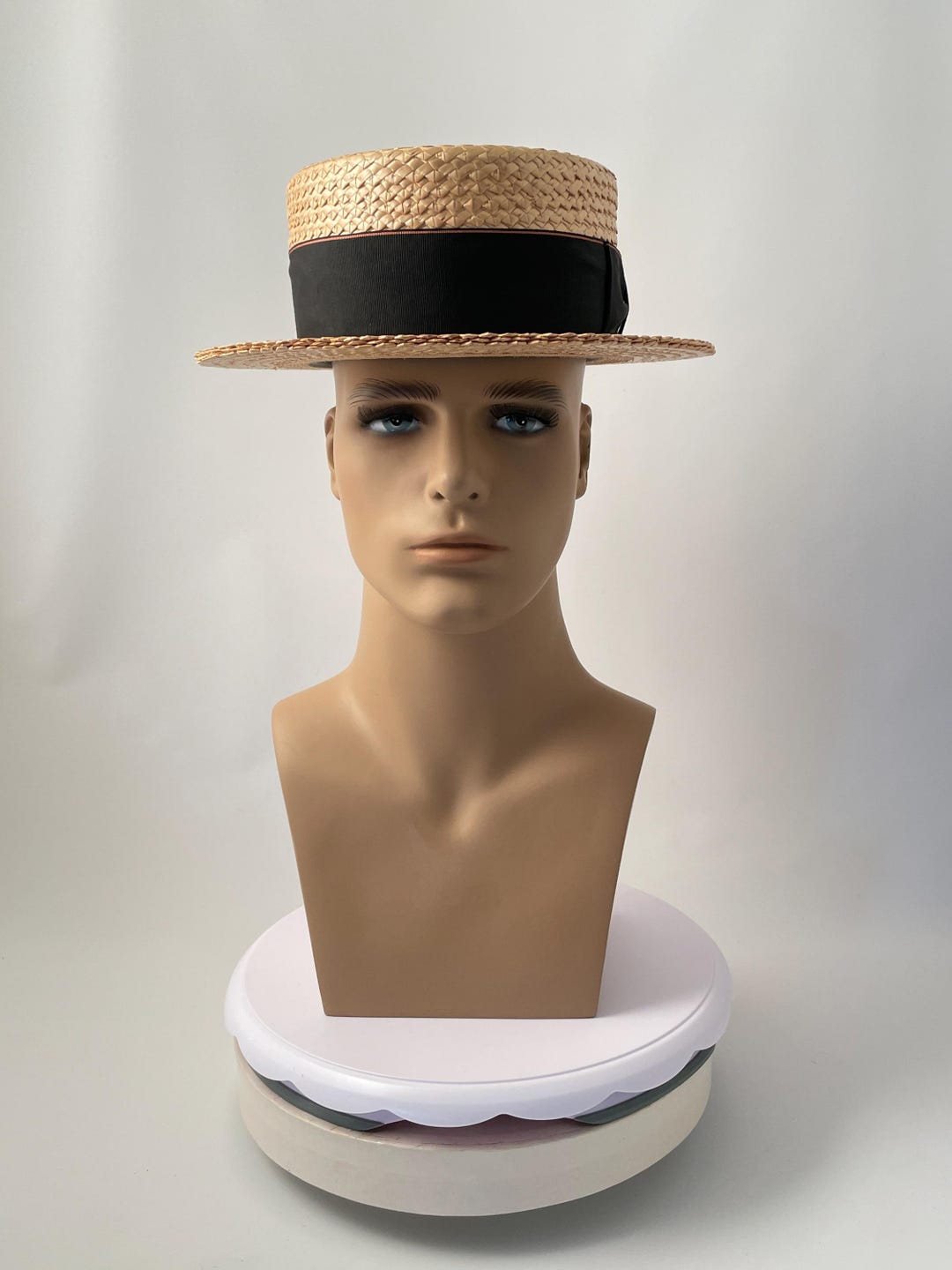Men's Vintage Hat, Vintage Straw Boater, Vintage Skimmer Hat, Antique ...