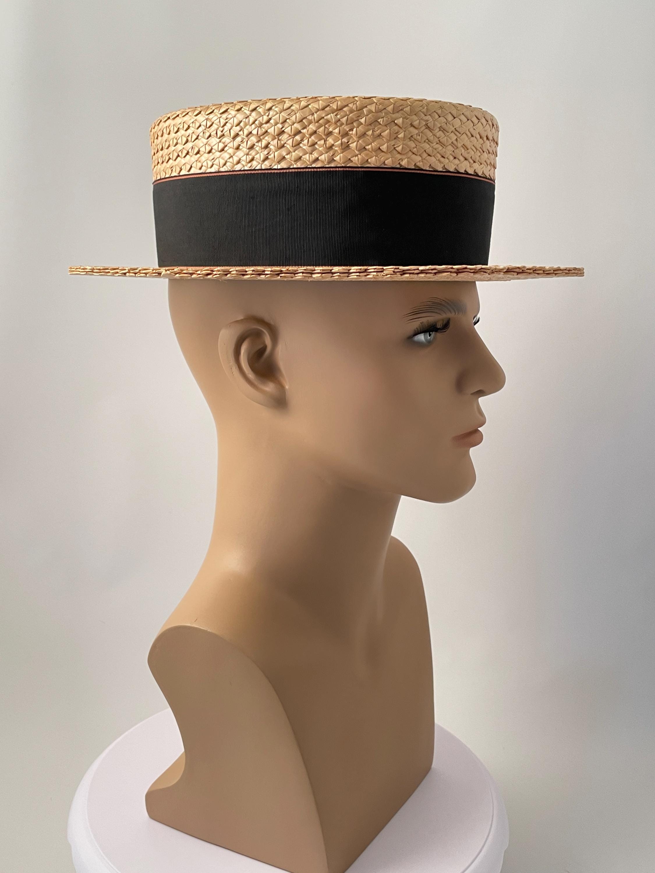 Men's Vintage Hat, Vintage Straw Boater, Vintage Skimmer Hat, Antique ...