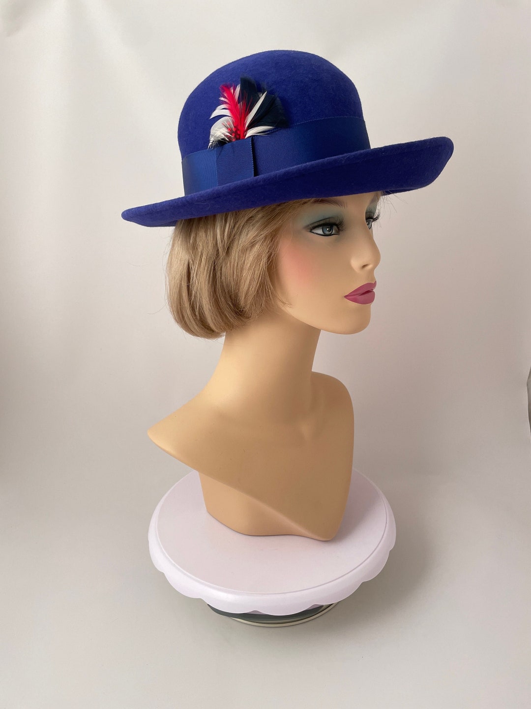 Ladies Vintage Hat, 1980s Hat, 1980s Blue Hat, 1980s Hats, Princess ...