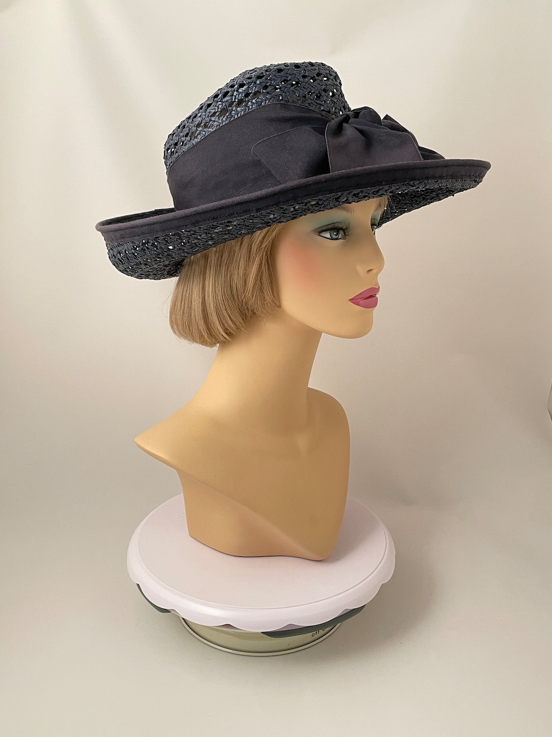 Ladies Vintage Hat, 1990s Hat, Eric Javits Hat, 1990s Straw Hat, Royal ...