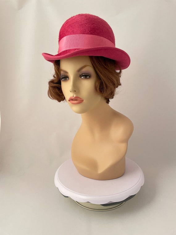 Vintage 60s Hat MOD Wool Felt Cloche Helmet Bucket Ha… - Gem