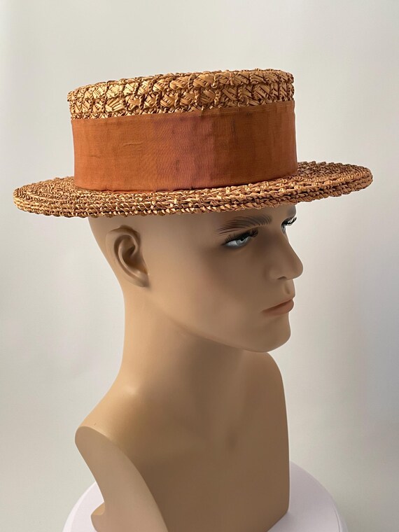 Men's vintage hat, Vintage straw boater, Vintage skim… - Gem