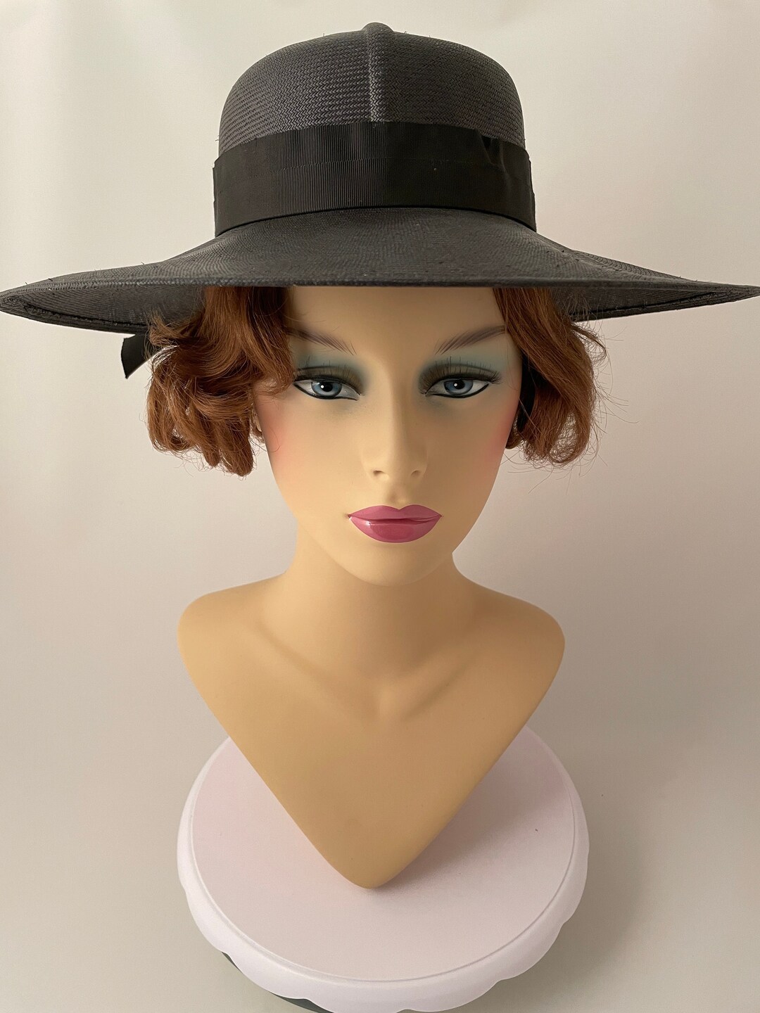 Ladies Vintage Hat, 1960s Hat, 1960s Black Hat, 1960s Straw Hat, Audrey Hepburn Hat, Mid-century ...