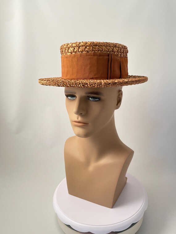 Men's vintage hat, Vintage straw boater, Vintage skim… - Gem
