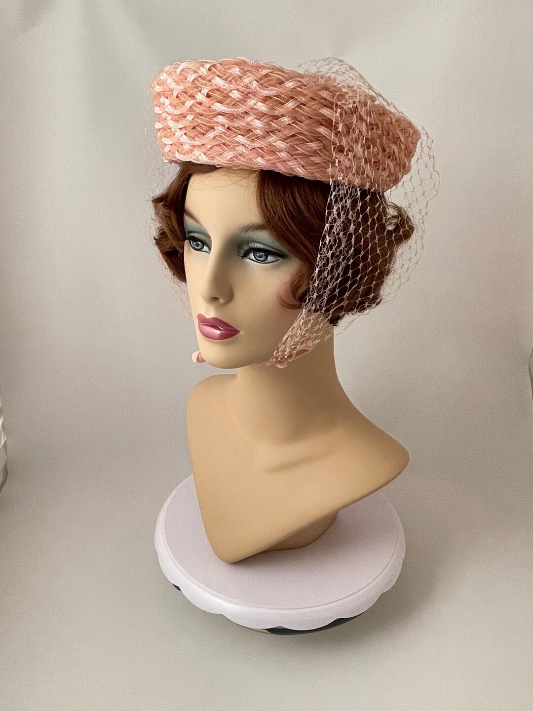 Ladies Vintage Hat, 1950s Hat, 1950s Pink Hat, 1950s Summer Hat, High ...