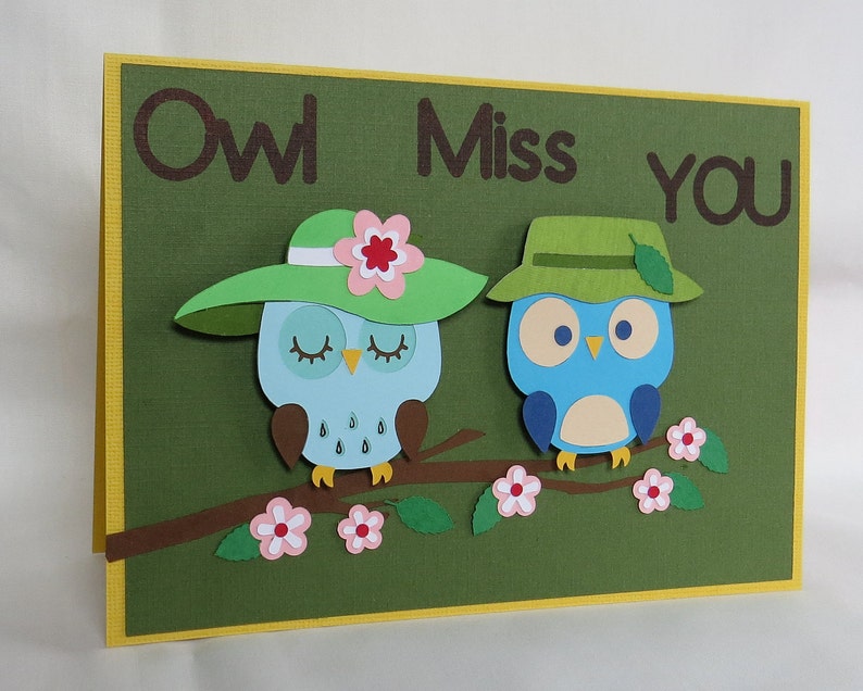 Owl Miss You Saying Goodbye Card Three Season Owls Moving | Etsy
