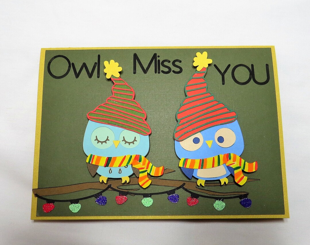 Owl Miss You Saying Goodbye Card, Three Season Owls Moving Away Card ...