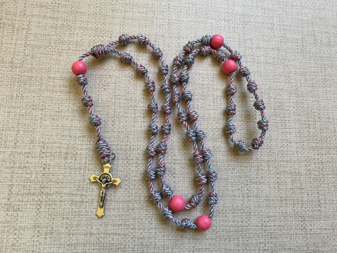 Handmade Knotted Rosary With Decade Beads and St. Benedict Crucifix ...