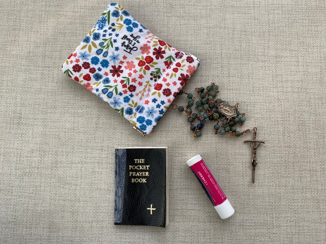 Handmade Rosary Pouch in Divine Mercy Print / Coin Purse/ Handmade ...