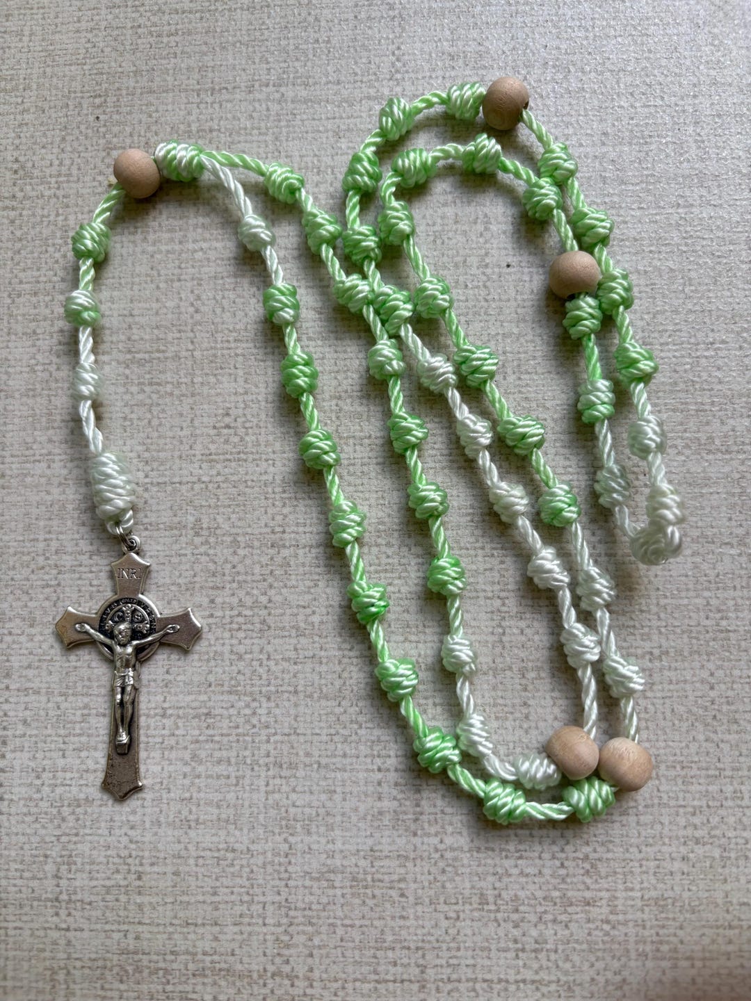 Handmade Knotted Rosary With Decade Beads and St. Benedict Crucifix ...