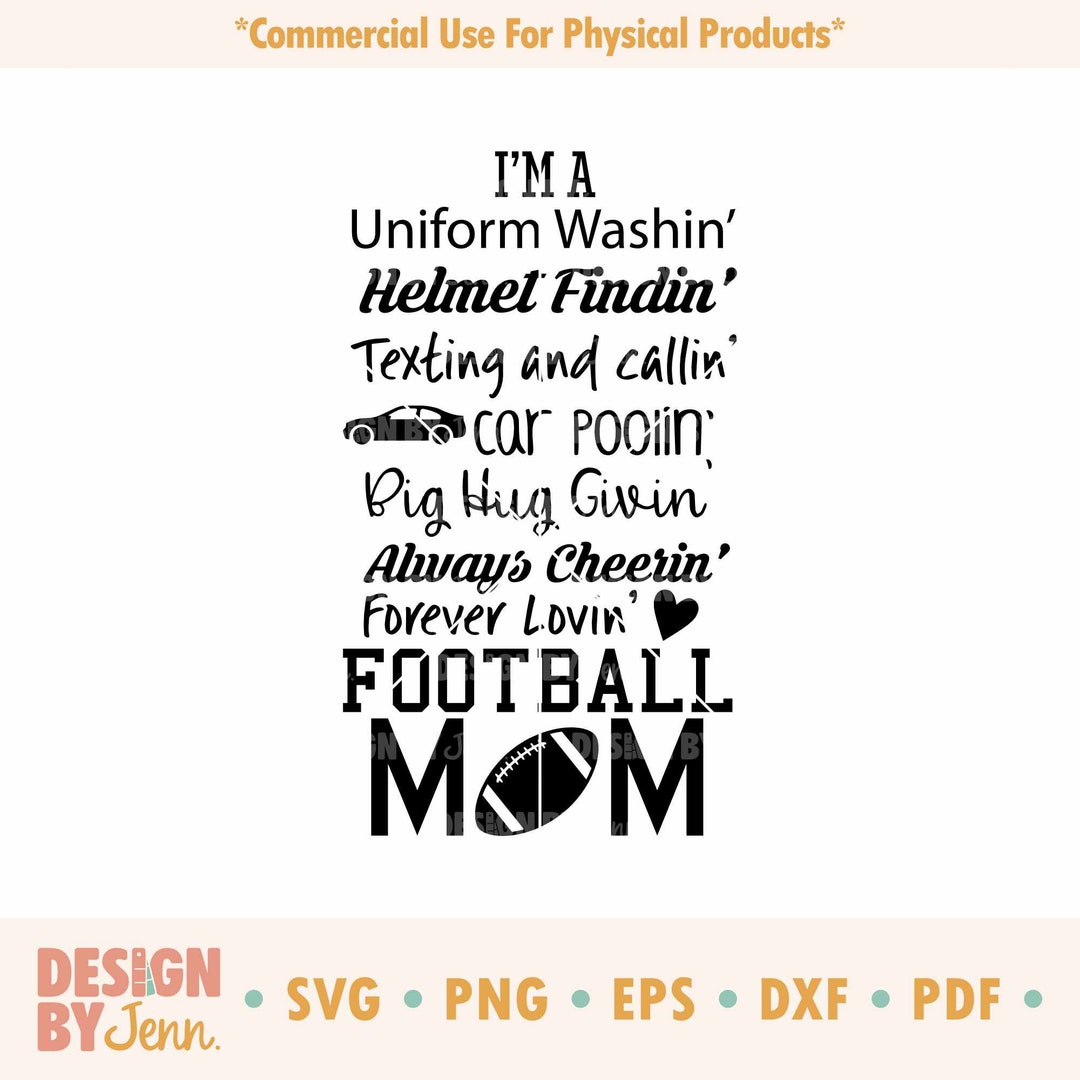 Football Mom Svg, Eps, Dxf, Png, Cricut, Cameo, Scan N Cut, Cut File ...