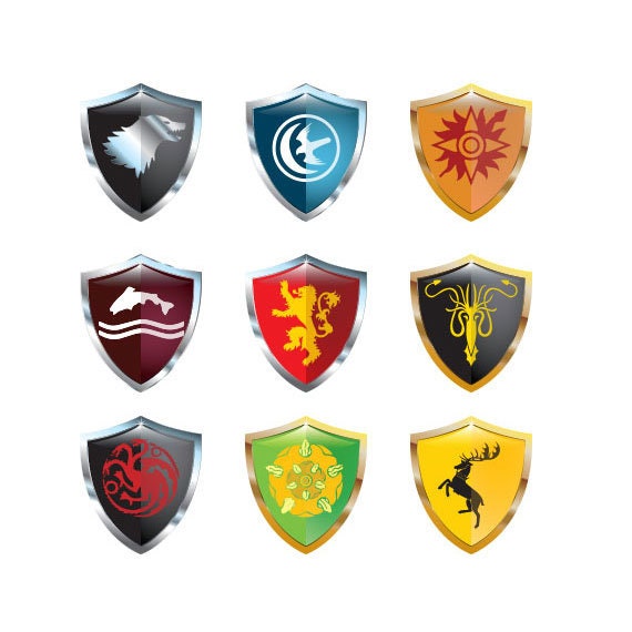 Game of thrones Set 9 House Shields Photo Booth Props | Etsy