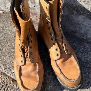 Vintage Mason Field and Stream Tan Brown Leather Lace up Work Hiking ...