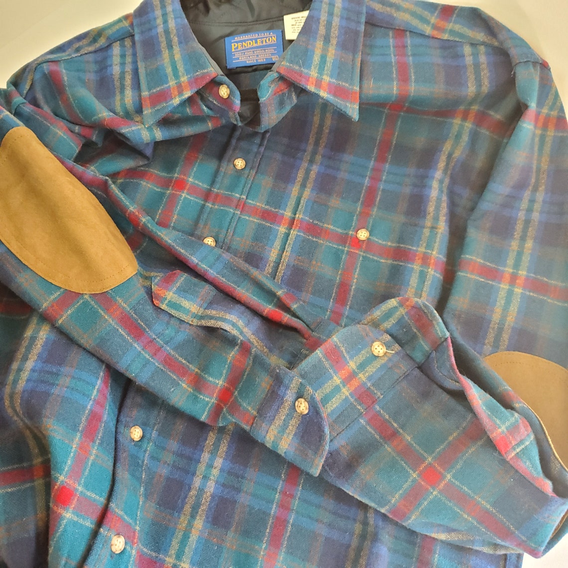 Pendleton Vintage Button up Men's Blue Green Wool Plaid - Etsy