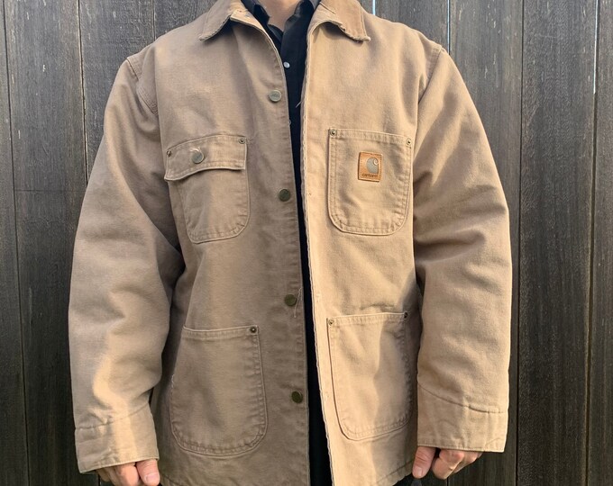 Vintage Tan Carhartt Blanket Lined Work Jacket Coat Button up - Etsy