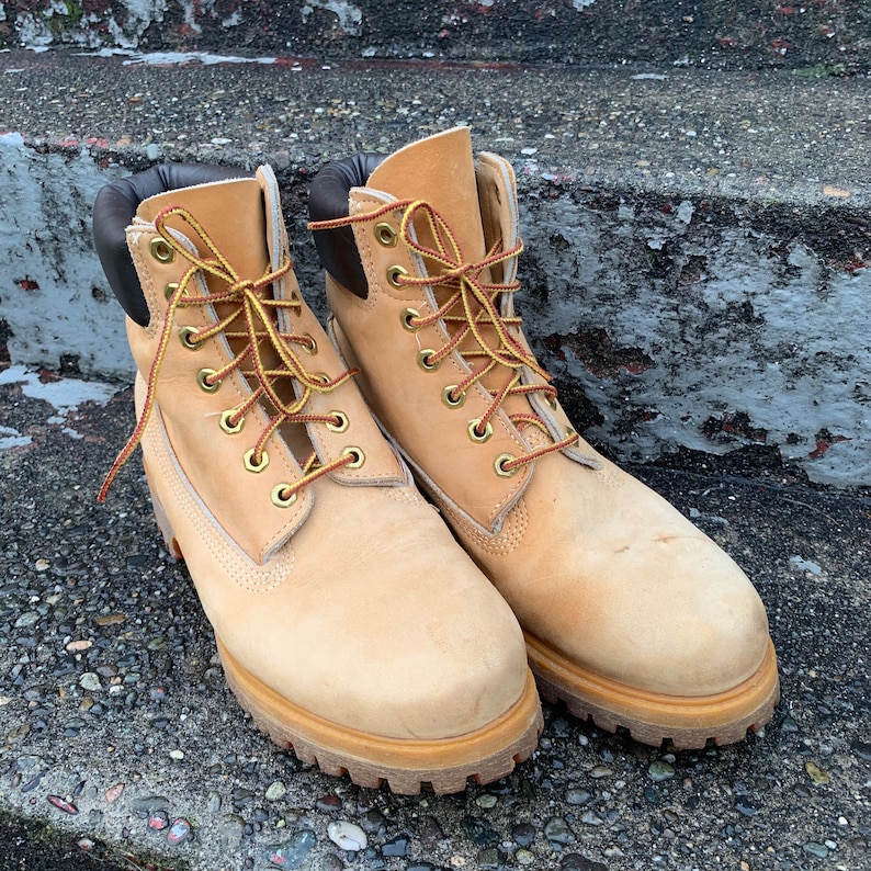 Vintage Timberland Original Yellow Boot Waterproof Leather Lace up Work ...