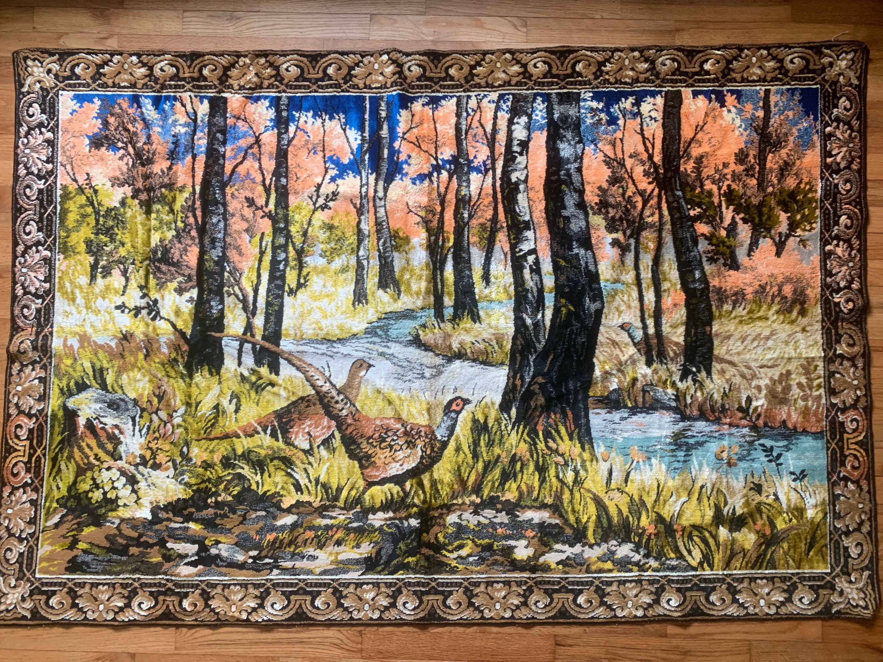 Vintage Decor Pheasants in the Woods Rug Tapestry Wall Hanging - Etsy
