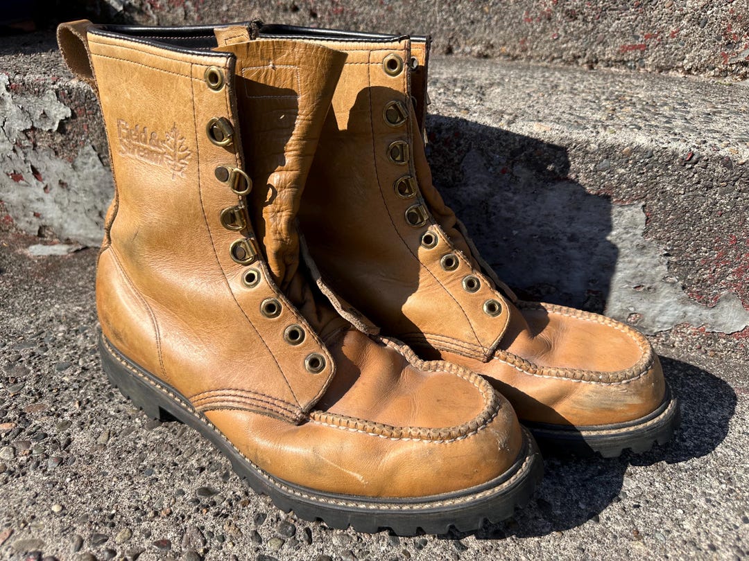 Vintage Mason Field and Stream Tan Brown Leather Lace up Work Hiking ...