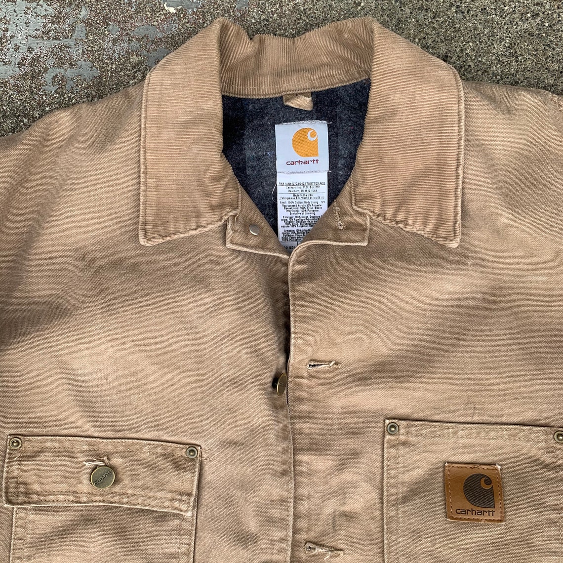 Vintage Tan Carhartt Blanket Lined Work Jacket Coat Button Up | Etsy