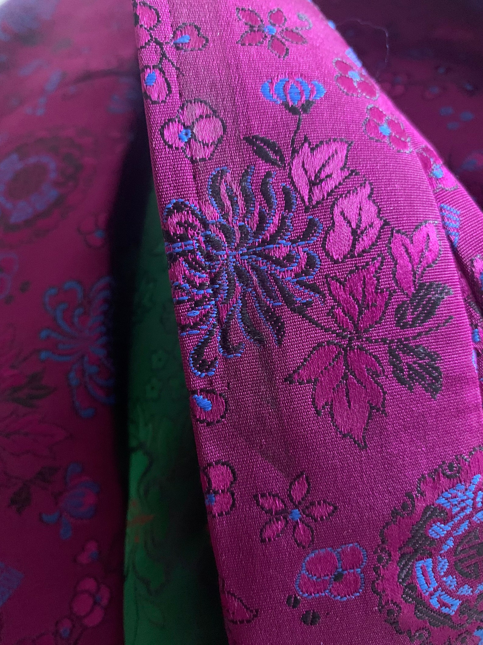 Vintage Floral Embroidered Robe Purple Emerald Green | Etsy