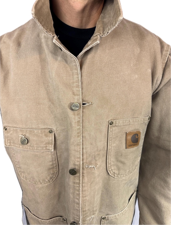 Vintage Tan Carhartt Blanket Lined Work Jacket Coat B… - Gem