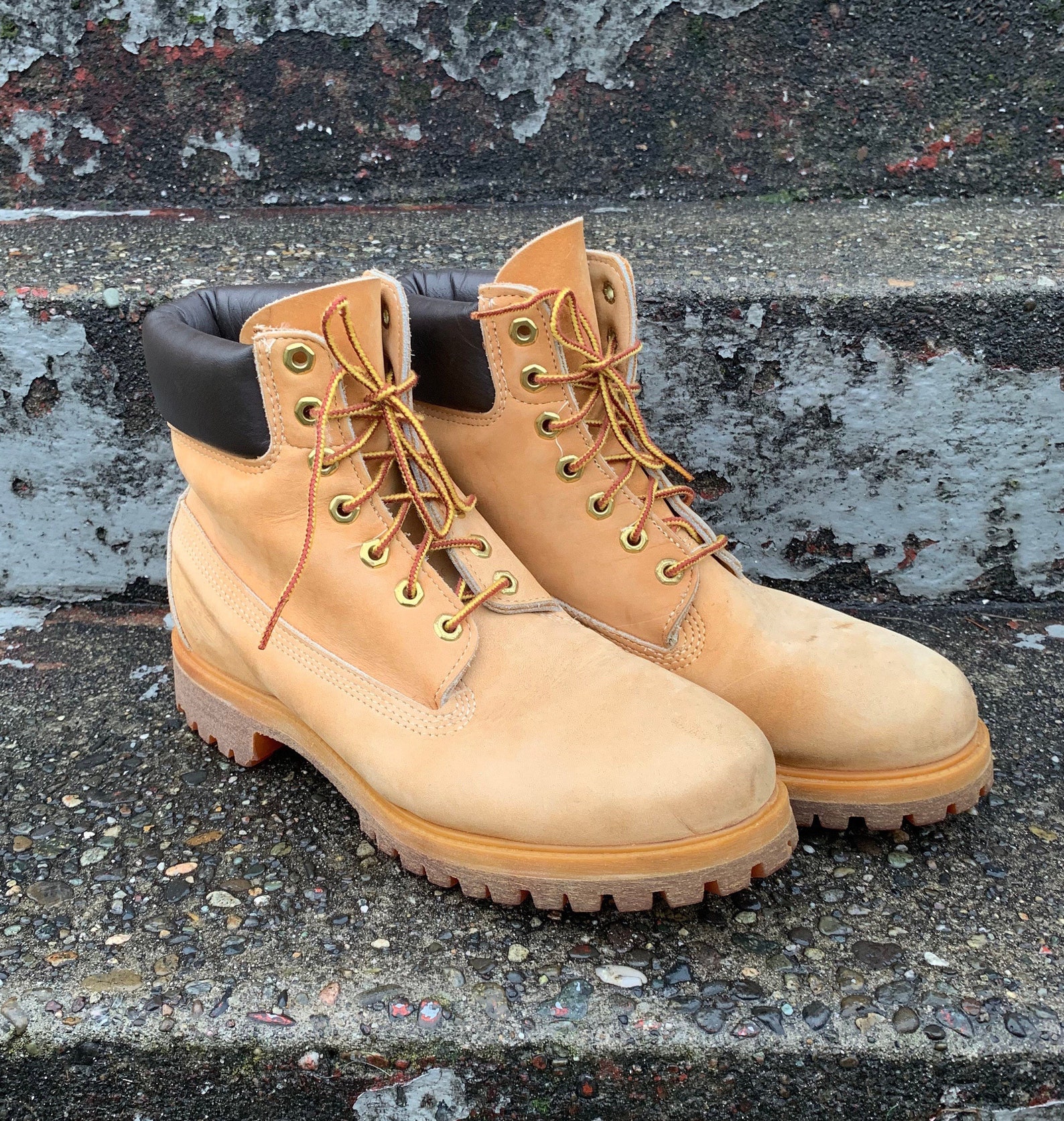 Vintage Timberland original bota amarilla impermeable cuero | Etsy