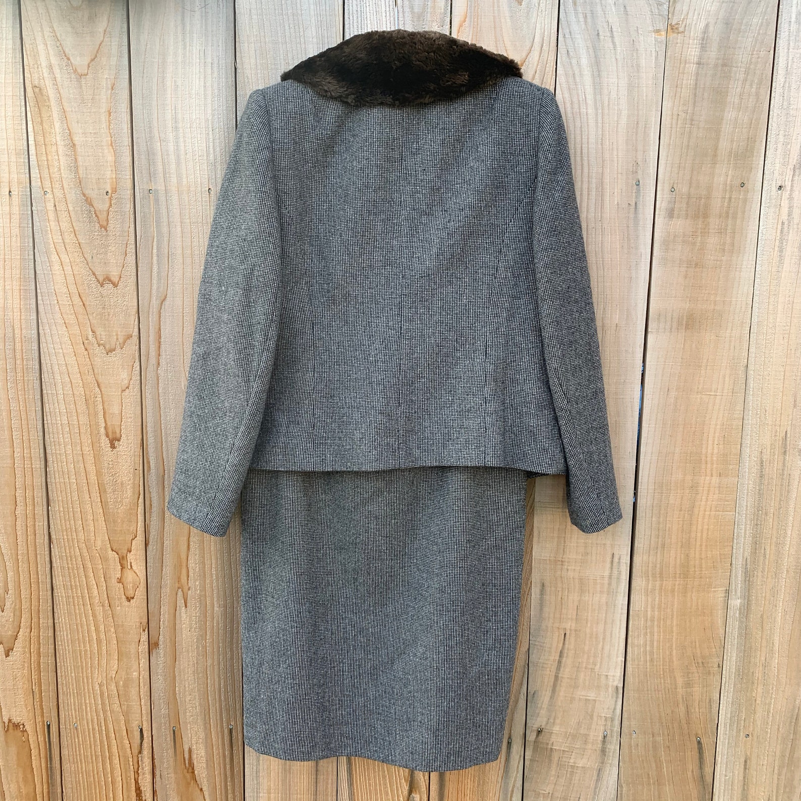 Vintage Koret Two Piece Black White Gray Tweed Plaid Skirt and Blazer ...