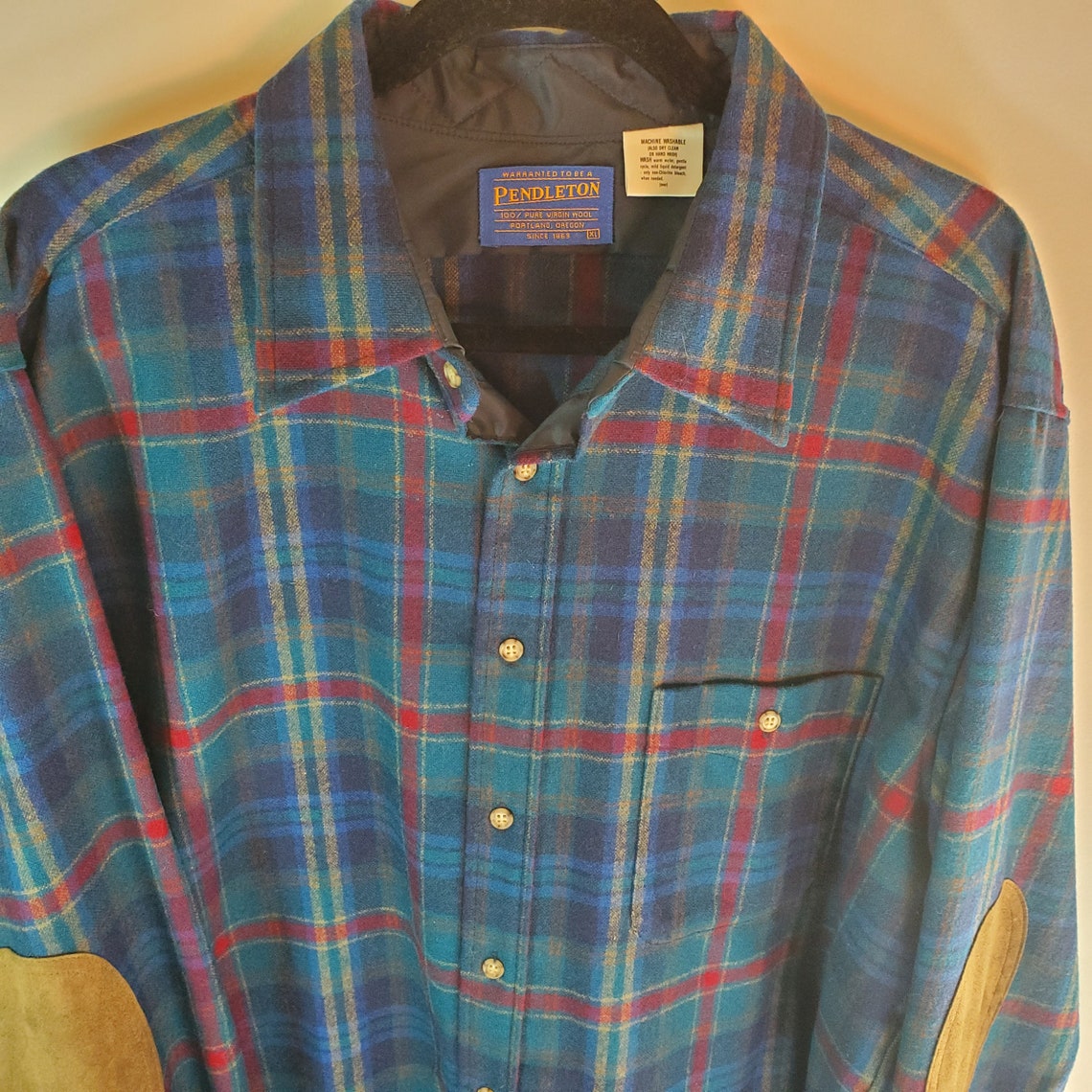 Pendleton Vintage Button up Men's Blue Green Wool Plaid - Etsy