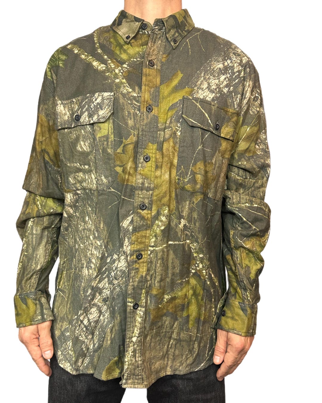 Vintage Field Staff Mossy Oak Camo Green Work Hunting Field Shirt ...