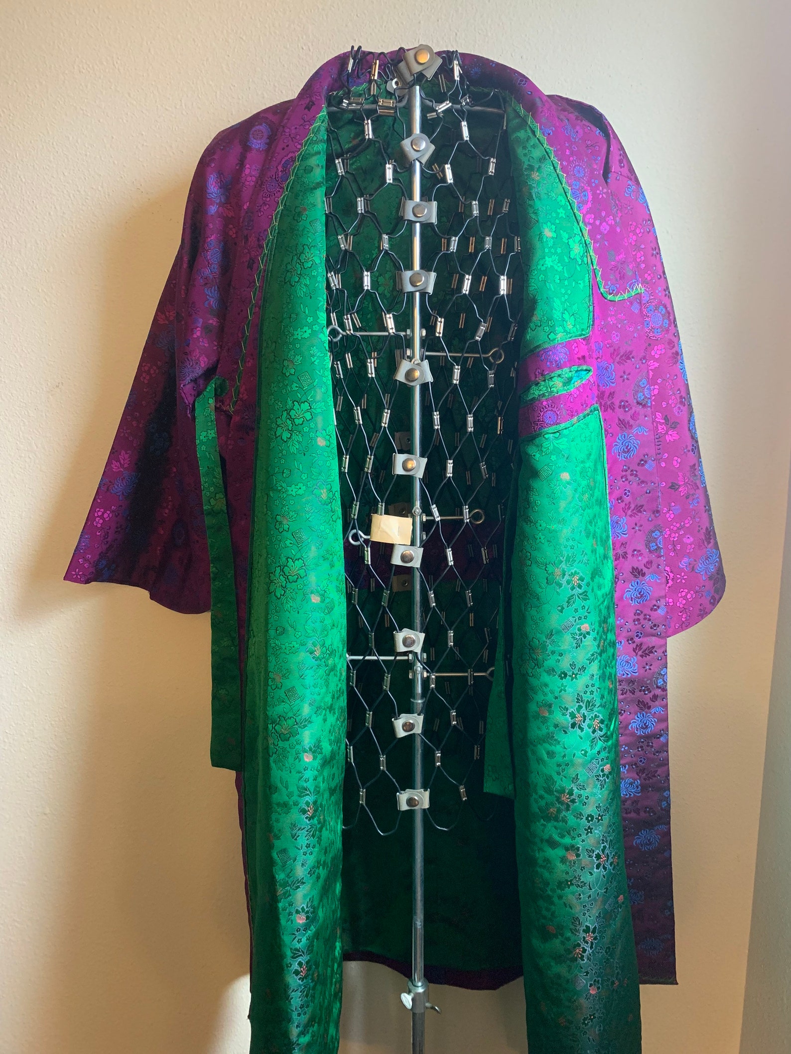 Vintage Floral Embroidered Robe Purple Emerald Green - Etsy